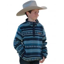 Cinch Boys Southwestern Print Polar Fleece Pullover - Green